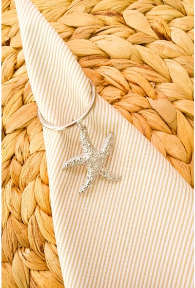 6 Adet Gümüş Deniz Yıldızı Metal Halkalı Peçete Yüzüğü