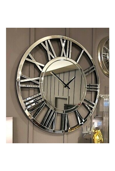 Kuzata Dekoratif Full Gümüş Pleksi Aynalı Duvar Saati 50 cm (4600477) Kuzata Dekoratif Full Gümüş Pleksi Aynalı Duvar Saati 50 cm (4600477)