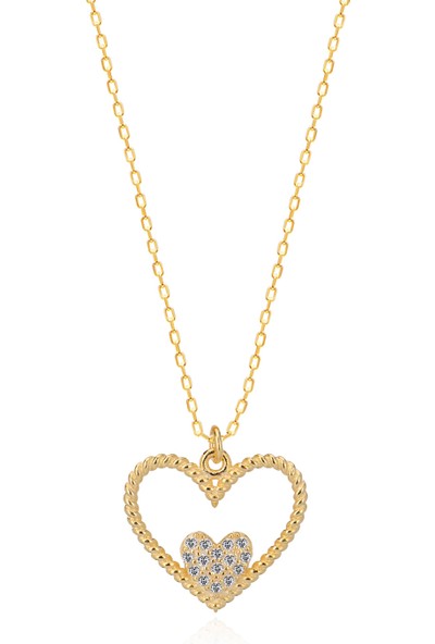 Coşar Silver Kalp Tasarım Altın Kaplama Gümüş Kolye