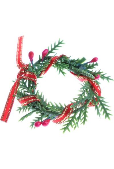 Baosity 1/12 Bebekler Ev Noel Çelenk Çelenk Dollhouse Ev Dekorasyon Hediye Çelenk ile Şerit ile (Yurt Dışından)