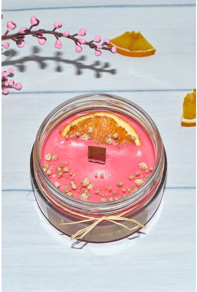 Aromaterapi Gül Kokulu Portakallı Soya Mum , Hediyelik