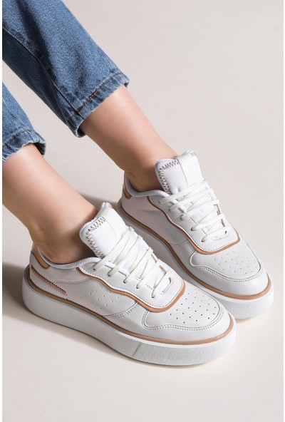 Marjin Kadın Sneaker Kalın Taban Bağcıklı Spor Ayakkabı Lekya