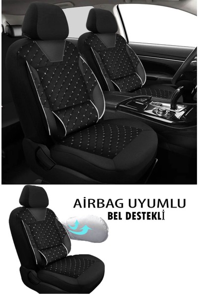Wondi Renault Clio 4 Uyumlu Koltuk Kılıfı T-Design Siyah-Gri Wondi Renault Clio 4 Uyumlu Koltuk Kılıfı T-Design Siyah-Gri