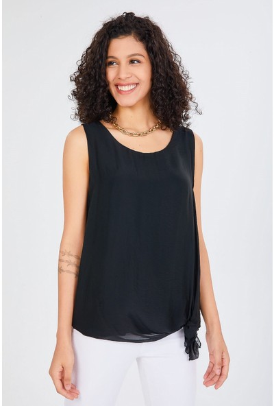 Luisido Kadın Siyah Italyan Sıfır Kol Ipek Bluz Luisido Kadın Siyah Italyan Sıfır Kol Ipek Bluz