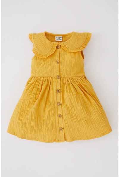 DeFacto Kız Bebek Regular Fit Basic Büyük Yaka Kolsuz Elbise Y1386A222SM DeFacto Kız Bebek Regular Fit Basic Büyük Yaka Kolsuz Elbise Y1386A222SM