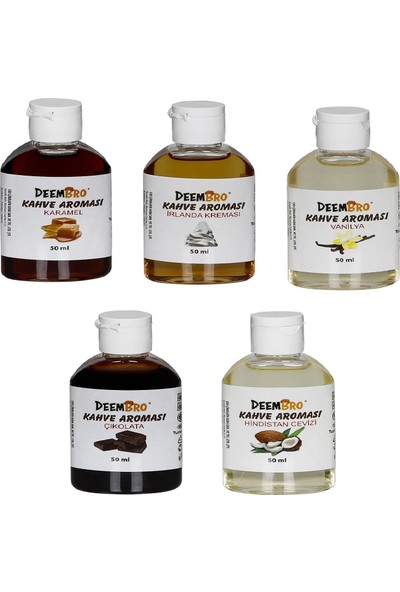 Deembro Kahve Aroması 50 ml x 5 Farklı Tat Filtre Kahve Aroması Toplam 250 ml