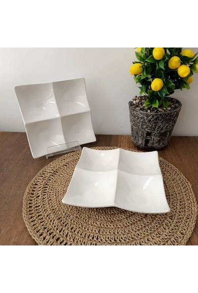 Bi Bu Evim 2'li 4 Bölmeli 18X18X3 cm Sosluk & Sunumluk