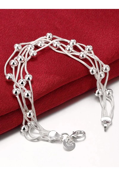 Abbsee 925A Gümüş Beş Zincirli Salkım Bileklik Sevgili Hediyesi Abbsee 925A Gümüş Beş Zincirli Salkım Bileklik Sevgili Hediyesi
