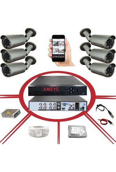 Bises 6' Lı 5 Mp Sony Lens 1080P 8 Süperking LED Metal Kasa Güvenlik Kamerası Seti_bs 3sk8 Bises 6' Lı 5 Mp Sony Lens 1080P 8 Süperking LED Metal Kasa Güvenlik Kamerası Seti_bs 3sk8