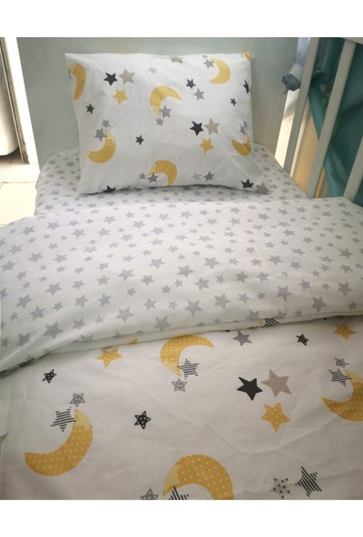 Bebek Özel Pamuk Bebek/çocuk Yastık Çarşaf Yorgan Seti Sarı Hilal Yıldızlı Bebek Özel Pamuk Bebek/çocuk Yastık Çarşaf Yorgan Seti Sarı Hilal Yıldızlı