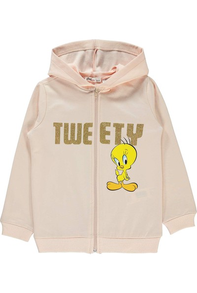 Tweety Kız Çocuk Kapüşonlu Hırka 6-9 Yaş Açık Somon Tweety Kız Çocuk Kapüşonlu Hırka 6-9 Yaş Açık Somon