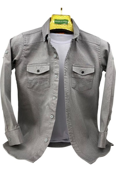 Asortik Kids Erkek Likralı Slim Fit Kot Gömlek