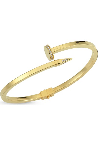 Altın Çizgi Çivili Bilezik
