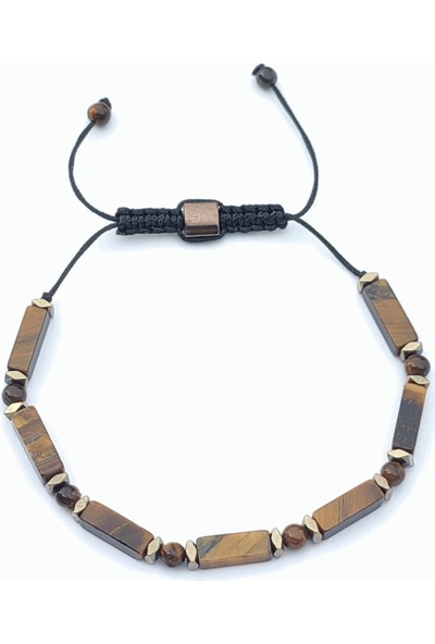 Kaplan Gözü & Hematit Taşı Makrome Bileklik