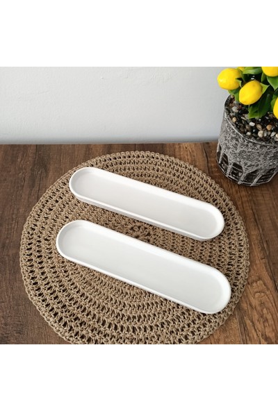 Bi Bu Evim 2'li Porselen 25 x 6 cm Oval Beyaz Zeytinlik Bi Bu Evim 2'li Porselen 25 x 6 cm Oval Beyaz Zeytinlik