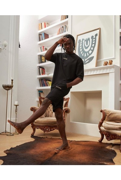 Siyah T-Shirt Şort Alt Üst Unisex Spor Takım