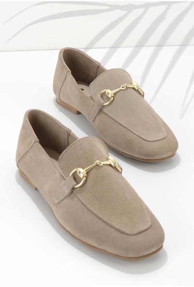 Vizon Süet Leather Kadın Loafer Ayakkabı K011380006