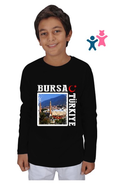 Bursa Şehir,türkiye,türkiye Bayrağı. Çocuk Uzunkollu Bursa Şehir,türkiye,türkiye Bayrağı. Çocuk Uzunkollu