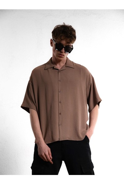 Abluka Online Oversize Basic Kısa Kollu Gömlek Vizon Abluka Online Oversize Basic Kısa Kollu Gömlek Vizon