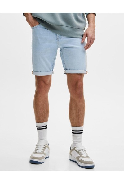 Bpm Bear Original Wide Leg Kot Şort Erkek Buz Mavi