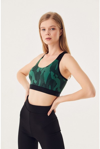 Kamuflaj Baskılı Çapraz Lastikli Sporcu Büstiyer Kamuflaj Baskılı Çapraz Lastikli Sporcu Büstiyer