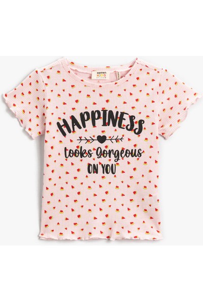 Koton Karpuz Baskılı Tişört Kısa Kollu Bisiklet Yaka Pamuklu