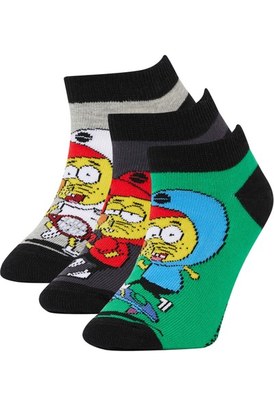 DeFacto Erkek Çocuk Kral Şakir Lisanslı Pamuklu 3'lü Kısa Çorap X2325A6NS