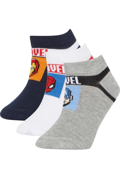 DeFacto Erkek Çocuk Marvel Lisanslı Pamuklu 3'lü Kısa Çorap X2346A6NS