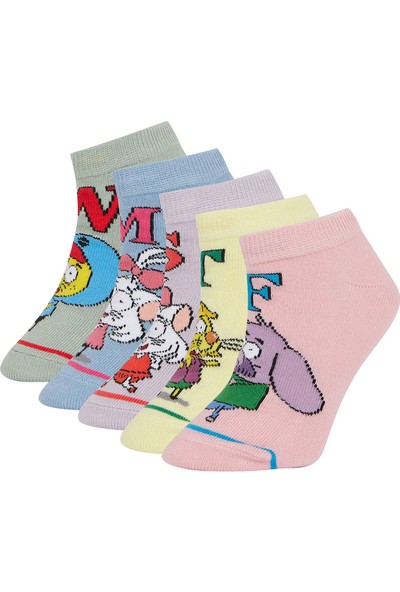DeFacto Kız Çocuk Kral Şakir Lisanslı Pamuklu 5li Kısa ÇORAP X2194A6NS