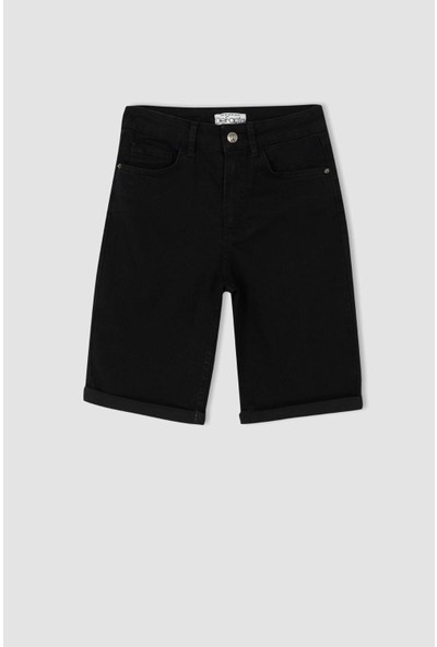 DeFacto Normal Bel Paça Ucu Katlamalı Jean ŞORT X3027AZ22SM