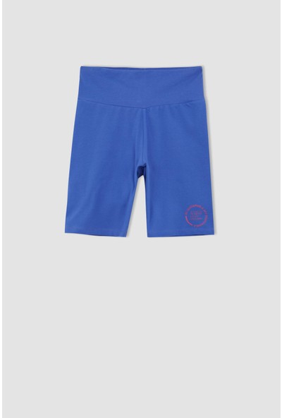 Defacto Fit Slim Fit Yazı Baskılı Yüksek Bel Sürdürülebilir Biker TAYT T9034AZ22SM