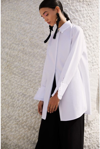 DeFacto Touché Privé x DeFacto Relax Fit Gömlek Yaka Poplin Uzun Kollu Tunik X9830AZ22SM