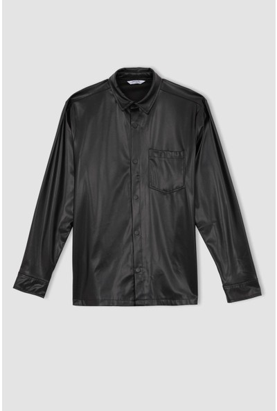 DeFacto Regular Fit Suni Deri Uzun Kollu GÖMLEK Y3718AZ22SP