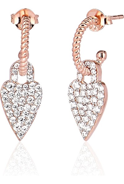 Mooije Silver Sallantılı Kalpli Rose Gümüş Küpe Mooije Silver Sallantılı Kalpli Rose Gümüş Küpe