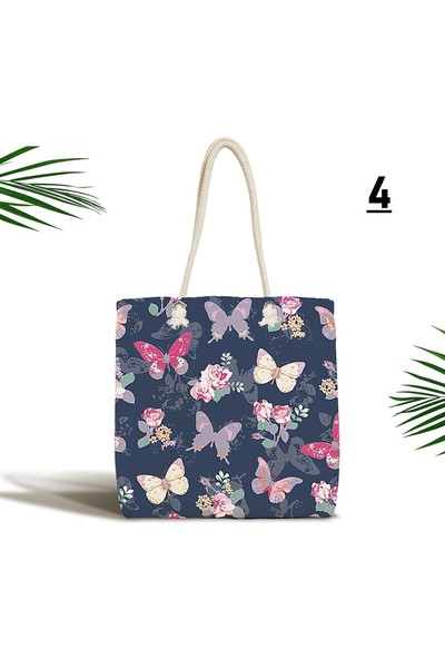 Askam Tekstil Askam Kelebek Desenli Dijital Baskılı Modern Kumaş Çanta