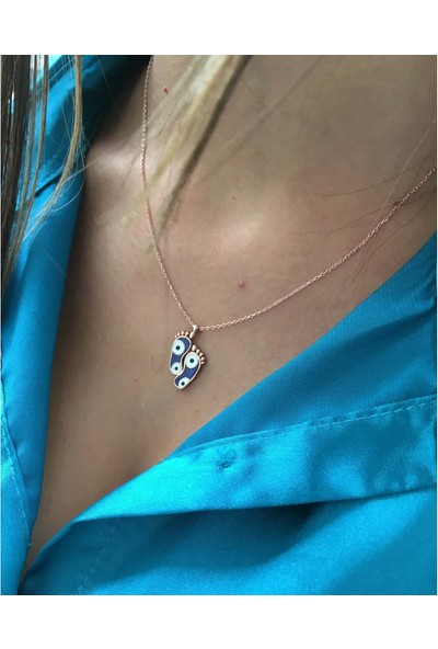 Bulvardi 925 Ayar Gümüş Rose Altın Kaplama Ayak Figürlü Kolye Bulvardi 925 Ayar Gümüş Rose Altın Kaplama Ayak Figürlü Kolye