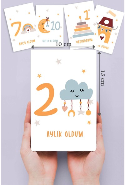 By Nur Erten Yeni Doğan Bebek Aylık Fotoğraf Çekim Anı Kartı 13 Adet