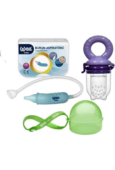 Wee Baby Burun Aspiratörü & Emzik Saklama Kabı & Meyve Süzgeci 3'lü Set Wee Baby Burun Aspiratörü & Emzik Saklama Kabı & Meyve Süzgeci 3'lü Set