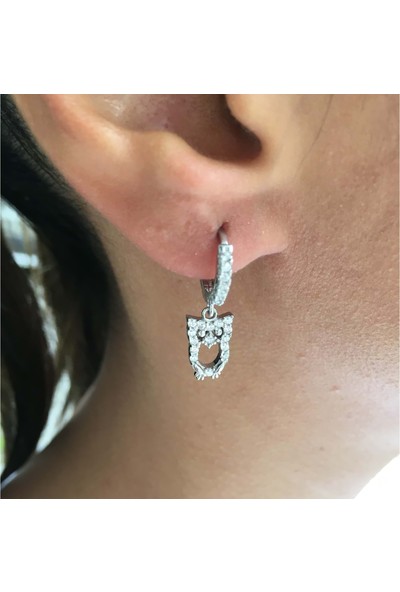 Bulvardi 925 Ayar Gümüş Zirkon Taşlı Baykuş Figürlü Halka Küpe