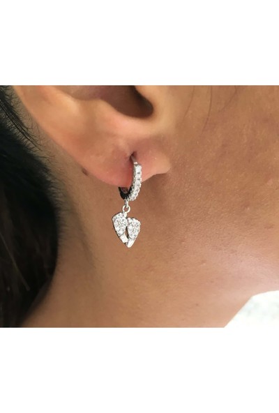 Bulvardi 925 Ayar Gümüş Zirkon Taşlı Ayak Figürlü Halka Küpe