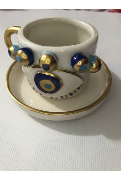 Merve Tasarım Ceramic Nazar Boncuklu Seramik Fincan