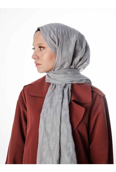 Efura Açık Gri Pamuk Jakar Şal Efura Açık Gri Pamuk Jakar Şal