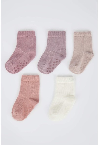 DeFacto Kız Bebek Pamuklu Kaydırmaz Tabanlı 5li Uzun ÇORAP W5062A2NS DeFacto Kız Bebek Pamuklu Kaydırmaz Tabanlı 5li Uzun ÇORAP W5062A2NS