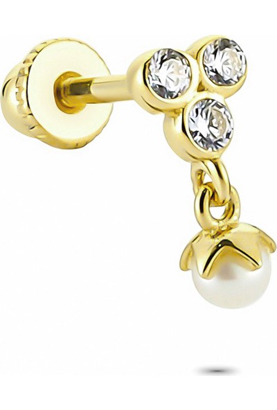 Glorria Altın Inci Üç Taş Helix Piercing Glorria Altın Inci Üç Taş Helix Piercing