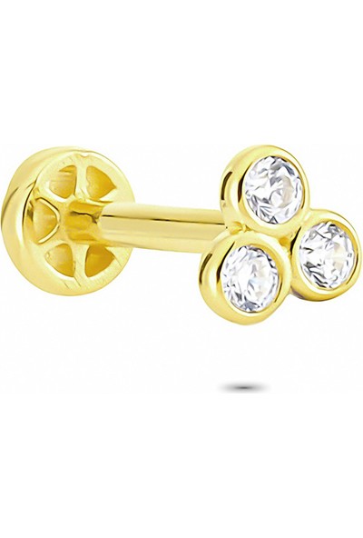 Glorria Altın Üç Taş Tragus Piercing