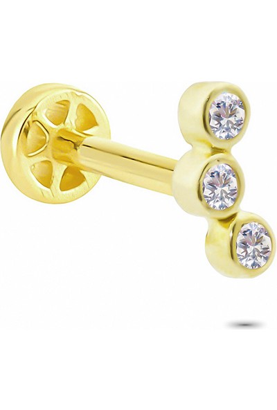 Glorria Altın Üç Taş Tragus Piercing