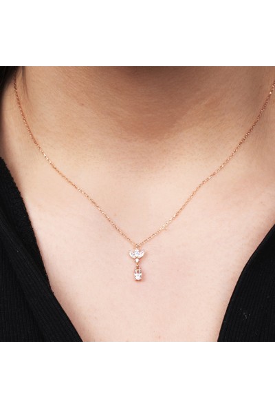 Nur Silver Lotus Çiçeği Detaylı Gold Gümüş Kolye