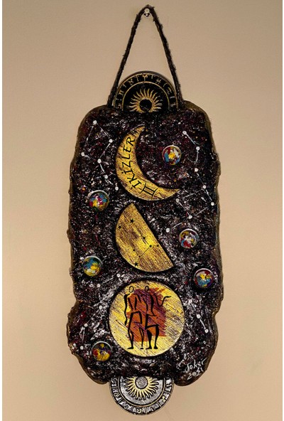 Fantastik Sanat Atölyesi Ikizler Burcu Akrilik Boyama Taş Tablo - Astroloji Burçlar Tablosu - 45 x 22 cm - Joker Abdul Imzalı