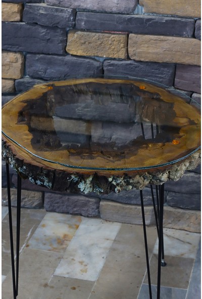 Mention of Woods Oyuk Meşe Kütük Camlı Orta Boy Sehpa