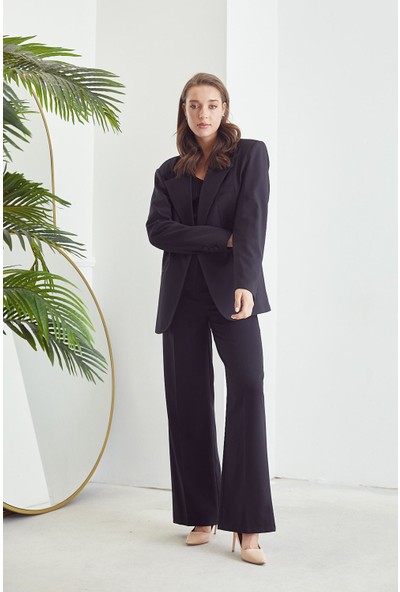 Miostil Saten Palazzo Takım-Siyah Miostil Saten Palazzo Takım-Siyah